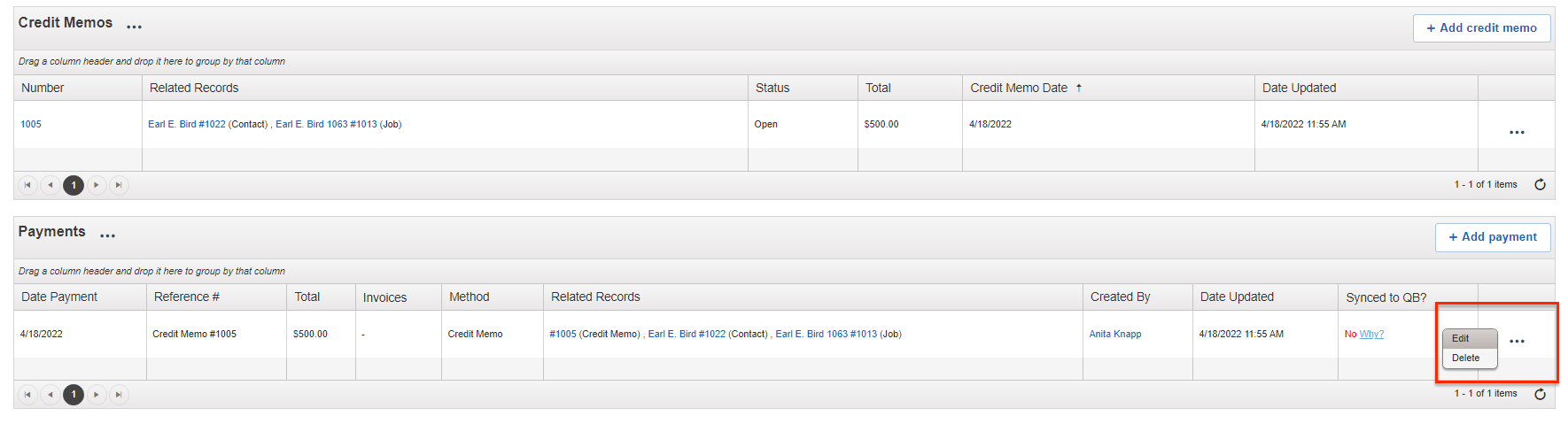How do Credit Memos work with QuickBooks?